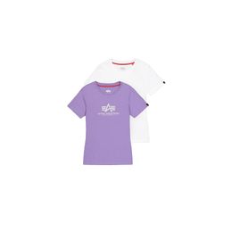 T-Shirt Alpha Industries "New Basic T-Shirt BL 2 Pack W", Damen, Gr. L, wei&szlig;, violet storm, Obermaterial: 100% Baumwolle, Shirts T-Shirt