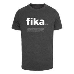 Kurzarmshirt MisterTee "MisterTee Herren Fika Definition Tee", Damen, Gr. L, charcoal, 100% Baumwolle, bedruckt, loose fit, Rundhals, Shirts