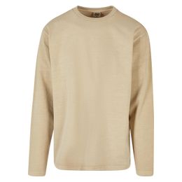 T-Shirt Urban Classics "Urban Classics Herren Heavy Oversized Garment Dye Longsleeve", Damen, Gr. L, unionbeige, 100% Baumwolle, unifarben, oversize, Rundhals, Shirts T-Shirt
