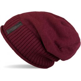 Strickm&uuml;tze styleBREAKER "Feinstrick Beanie mit Teddyfleece", Damen, rot (bordeaux, rot), 100% Viskose CV., Modisch, M&uuml;tzen Strickm&uuml;tze