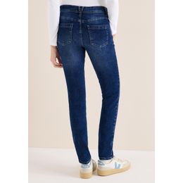 Slim-fit-Jeans Cecil, Damen, Gr. 32, L&auml;nge 32, mid blau wash, Jeans, 83% Baumwolle, 15% Polyester, 2% Elasthan, unifarben, kn&ouml;chellang, Jeans Slim-fit-Jeans, Middle Waist