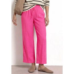 Leinenhose Street One "Style Emee", Damen, Gr. 42, L&auml;nge 26, magenta dream, Web, Obermaterial: 100% Leinen, unifarben, loose fit lang, Hosen, miSommerhose mit elastischem Bund und Kordelzug