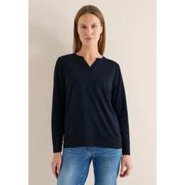 Langarmshirt Cecil, Damen, Gr. L (42), universal blau, Web, 48% Baumwolle, 48% Modal, 4% Elasthan, unifarben, comfort fit normal, V-Ausschnitt, normaler Saum, Shirts Langarmshirt, im Tunika-Style