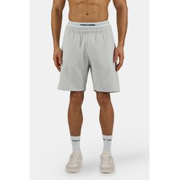 Shorts Pegador "TROY PLISSEE SHORTS", Herren, Gr. L, N-Gr, fog grau, Web, Obermaterial: 93% Polyester, 7% Elasthan, unifarben, regular fit normal, Hosen Shorts, Baumwollmischung, regular fit