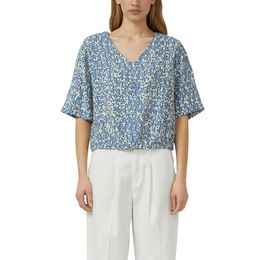 Shirtbluse s.Oliver, Damen, Gr. 42, cobalt aop, Web, Obermaterial: 82% Viskose, 18% Polyamid, bedruckt, weit h&uuml;ftlang, V-Ausschnitt, weit abgesteppt, Blusen, weite Passform, V-Ausschnitt