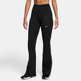 Sporthose Nike "W NK ONE DF HR TGHT FLRE USEAM", Damen, Gr. L, N-Gr, schwarz, wei&szlig;, Obermaterial: 80% Polyester, 20% Elasthan, Hosen Sporthose, f&uuml;r Fitness-Training, sportlicher Stil, f&uuml;r Erwachsene