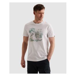 PME-Legend T-Shirt PME LEGEND "Short sleeve r-neck single jersey fotoprint", Damen, Gr. M, hellwei&szlig;, Jersey, Obermaterial: 100% Baumwolle, bedruckt, regular fit normal, Rundhals, gerader Abschluss, Shirts T-Shirt, mit Logo Print
