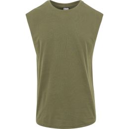 T-Shirt Urban Classics "Urban Classics Herren Open Edge Sleeveless Tee", Damen, Gr. 4XL, olive, 100% Baumwolle, unifarben, loose fit, Rundhals, Shirts T-Shirt