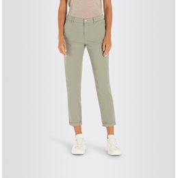 Chinohose MAC "CHINO turn up", Damen, Gr. 46, N-Gr, grau (dried rosmary), Web, Obermaterial: 96% Baumwolle, 4% Elasthan, unifarben, slim fit kn&ouml;chelfrei, Hosen Chinohose, mit dezentem Glanz, elegant und sportiv zugleich