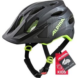 Alpina Carapax Junior Kinder-Helm black-neon-yellow 51-56 cm