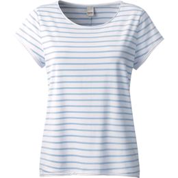 Heine Damen T-Shirt wei&szlig;-eisblau-geringelt, Gr&ouml;&szlig;e 34