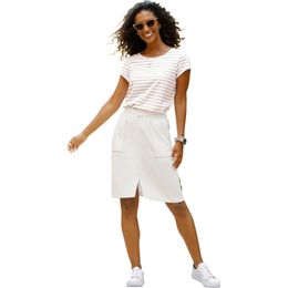 Heine Damen T-Shirt wei&szlig;-sesam-geringelt, Gr&ouml;&szlig;e 46