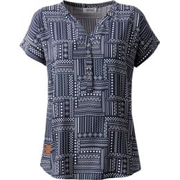 Damen Druckbluse aus reiner Viskose marine-ecru-gemustert, Gr&ouml;&szlig;e 50