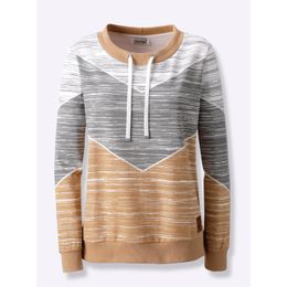 WITT Damen Sweatshirt mit variierbarem Rundhals-Ausschnitt, camel-ecru, Gr&ouml;&szlig;e 40