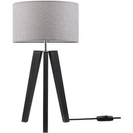 Paco Home Tischleuchte "Canvas uni Color", schwarz, 1, &Oslash; 28cm H: 53cm, Leuchten, Stehlampe Vintage Fu&szlig; LED Lampe Wohnzimmer Skandinavischer Stil E27, Tischleuchte