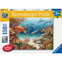 Puzzle Ravensburger "Wieso? Weshalb? Warum? Meerestiere am Korallenriff", bunt, Puzzles, KinderB:49cm H:36cm, Pappe, Made in Germany, B:49cm H:36cm