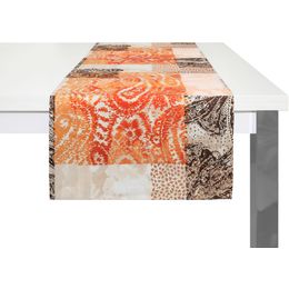 Tischl&auml;ufer WIRTH "JOLANDA" Gr. 1, orange, B:40cm L:150cm, Polyester, Tischdecken