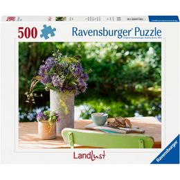 Puzzle Ravensburger "Blumengru&szlig; am Gartentisch", bunt, Puzzles, KinderB:49cm H:36cm, Pappe, Motiv, Made in Germany, B:49cm H:36cm