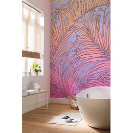 Fototapete Komar "Komar Vlies Fototapete - Palm Foglie - Gr&ouml;&szlig;e 200 x 250 cm", lila (modern), L:2,5m, Vlies, Tapeten