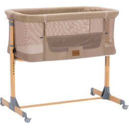 Beistellbett fillikid "Air caramel inkl. Rollen", Baby, Gr. B/H/L: 45cm x 81,5cm, kein H&auml;rtegrad, braun (caramel), Polyester, Babybetten
