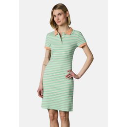 A-Linien-Kleid Ragwear "Colaro Stripes Dress YOUMODO", Damen, Gr. L (40), Normalgr&ouml;&szlig;en, hellpetrol, Material: 95% Baumwolle, 5% Elasthan, tailliert knieumspielend, hoch geschlossener Ausschnitt, eng B&uuml;ndchen, Kleider, Gestreiftes Damen Minikleid mit Hemdkragen