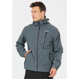 Outdoorjacke WEATHER REPORT "DELTON W-PRO15000", Gr. 4XL, blau, grau, 94% Polyester, 6% Elasthan, bedruckt, mehrfarbig, normal, hoch geschlossener Ausschnitt, Jacken Outdoorjacke, ist atmungsaktiv, wasser- und winddicht