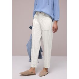 Stoffhose Street One, Damen, Gr. 34, L&auml;nge 28, sanftes wei&szlig;, Stoff, 58% Viskose, 38% Nylon, 4% Elasthan, unifarben, comfort fit kn&ouml;chelfrei, Hosen Stoffhose, High Waist