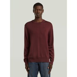G-Star Raw Longpullover G-STAR "Premium Core Knit", Herren, Gr. M, port rot, Obermaterial: 100% Wolle, Pullover Longpullover