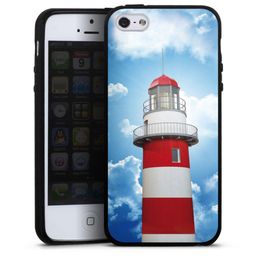 DeinDesign iPhone SE (2016-2019) Handy Silikon H&uuml;lle Case schwarz Handyh&uuml;lle Cloud Lighthouse Sky