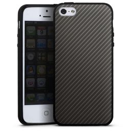 DeinDesign iPhone SE (2016-2019) Handy Silikon H&uuml;lle Case schwarz Handyh&uuml;lle Muster Carbon Metallic Look