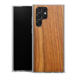 DeinDesign Galaxy S22 Ultra Handy Silikon H&uuml;lle Case transparent Handyh&uuml;lle Larch Wood Wooden Look Silikon Case