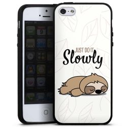 DeinDesign iPhone SE (2016-2019) Handy Silikon H&uuml;lle Case schwarz Handyh&uuml;lle Sloth Lazy Sunday Animals