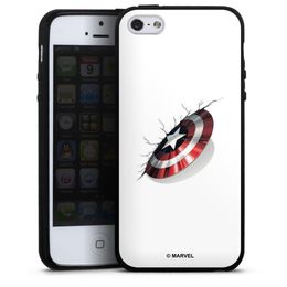 DeinDesign iPhone SE (2016-2019) Handy Silikon H&uuml;lle Case schwarz Handyh&uuml;lle Captain America Marvel Official Licensed Product