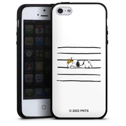 DeinDesign iPhone SE (2016-2019) Handy Silikon H&uuml;lle Case schwarz Handyh&uuml;lle Snoopy Peanuts Dog