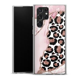 DeinDesign Galaxy S22 Ultra Handy Silikon H&uuml;lle Case transparent Handyh&uuml;lle Leopard Glitzer Marble Silikon Case