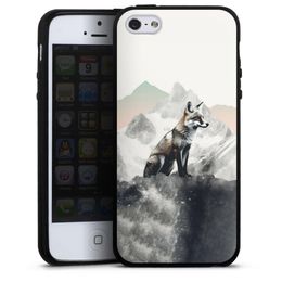 DeinDesign iPhone SE (2016-2019) Handy Silikon H&uuml;lle Case schwarz Handyh&uuml;lle Fox Mountain Nature