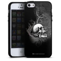 DeinDesign iPhone SE (2016-2019) Handy Silikon H&uuml;lle Case schwarz Handyh&uuml;lle Skulls Skull Gothic