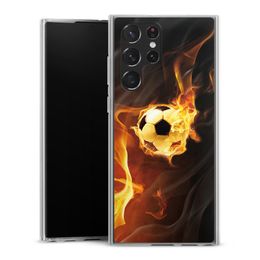 DeinDesign Galaxy S22 Ultra Handy Silikon H&uuml;lle Case transparent Handyh&uuml;lle Soccer Ball Fire Silikon Case