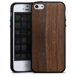 DeinDesign iPhone SE (2016-2019) Handy Silikon H&uuml;lle Case schwarz Handyh&uuml;lle Nut Tree Wooden Look Wood