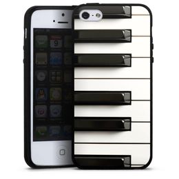 DeinDesign iPhone SE (2016-2019) Handy Silikon H&uuml;lle Case schwarz Handyh&uuml;lle Piano Music Klavier