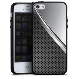 DeinDesign iPhone SE (2016-2019) Handy Silikon H&uuml;lle Case schwarz Handyh&uuml;lle Carbon Steel Metall
