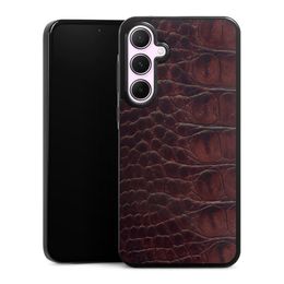 DeinDesign Galaxy A55 5G Handy Slim Case extra d&uuml;nn Silikon Handyh&uuml;lle schwarz H&uuml;lle Leather Crocodile Animal Print Silikon Slim Case