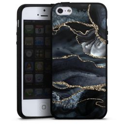 DeinDesign iPhone SE (2016-2019) Handy Silikon H&uuml;lle Case schwarz Handyh&uuml;lle Marble Glitzer Trends