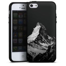 DeinDesign iPhone SE (2016-2019) Handy Silikon H&uuml;lle Case schwarz Handyh&uuml;lle Snow Mountain Top Mountain