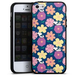 DeinDesign iPhone SE (2016-2019) Handy Silikon H&uuml;lle Case schwarz Handyh&uuml;lle Snoopy Flowers Muster