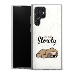 DeinDesign Galaxy S22 Ultra Handy Silikon H&uuml;lle Case transparent Handyh&uuml;lle Animals Sloth Lazy Sunday Silikon Case