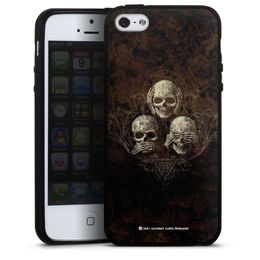 DeinDesign iPhone SE (2016-2019) Handy Silikon H&uuml;lle Case schwarz Handyh&uuml;lle Gothic Art Skulls