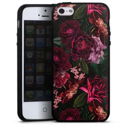 DeinDesign iPhone SE (2016-2019) Handy Silikon H&uuml;lle Case schwarz Handyh&uuml;lle Blossom Flowers Rose