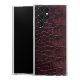 DeinDesign Galaxy S22 Ultra Handy Silikon H&uuml;lle Case transparent Handyh&uuml;lle Leather Crocodile Animal Print Silikon Case