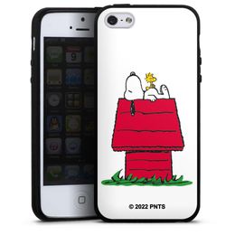 DeinDesign iPhone SE (2016-2019) Handy Silikon H&uuml;lle Case schwarz Handyh&uuml;lle Snoopy Peanuts Official Licensed Product